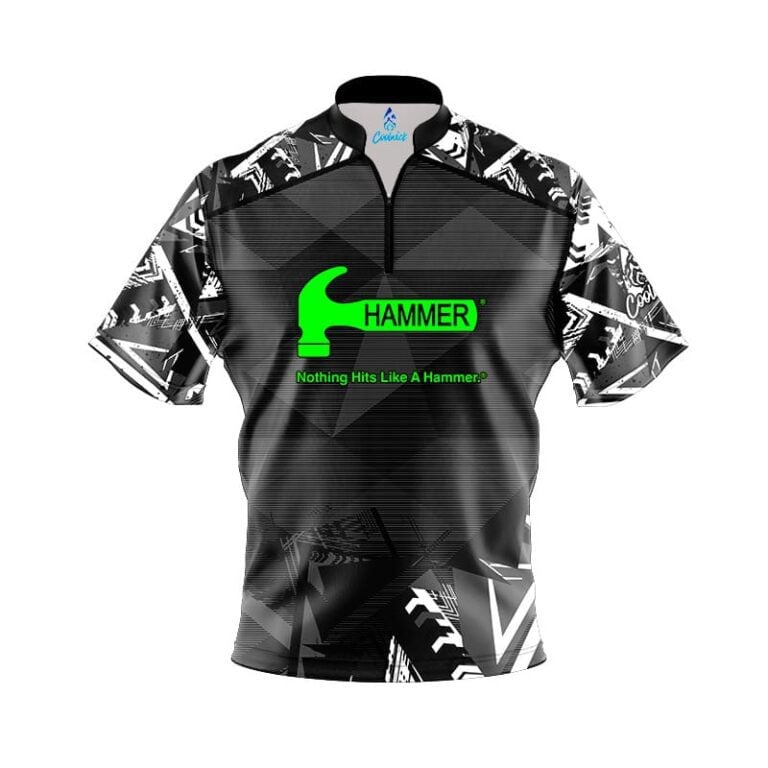 Hammer Triangle Burst Quick Ship CoolWick Sash Zip Bowling Jersey ...
