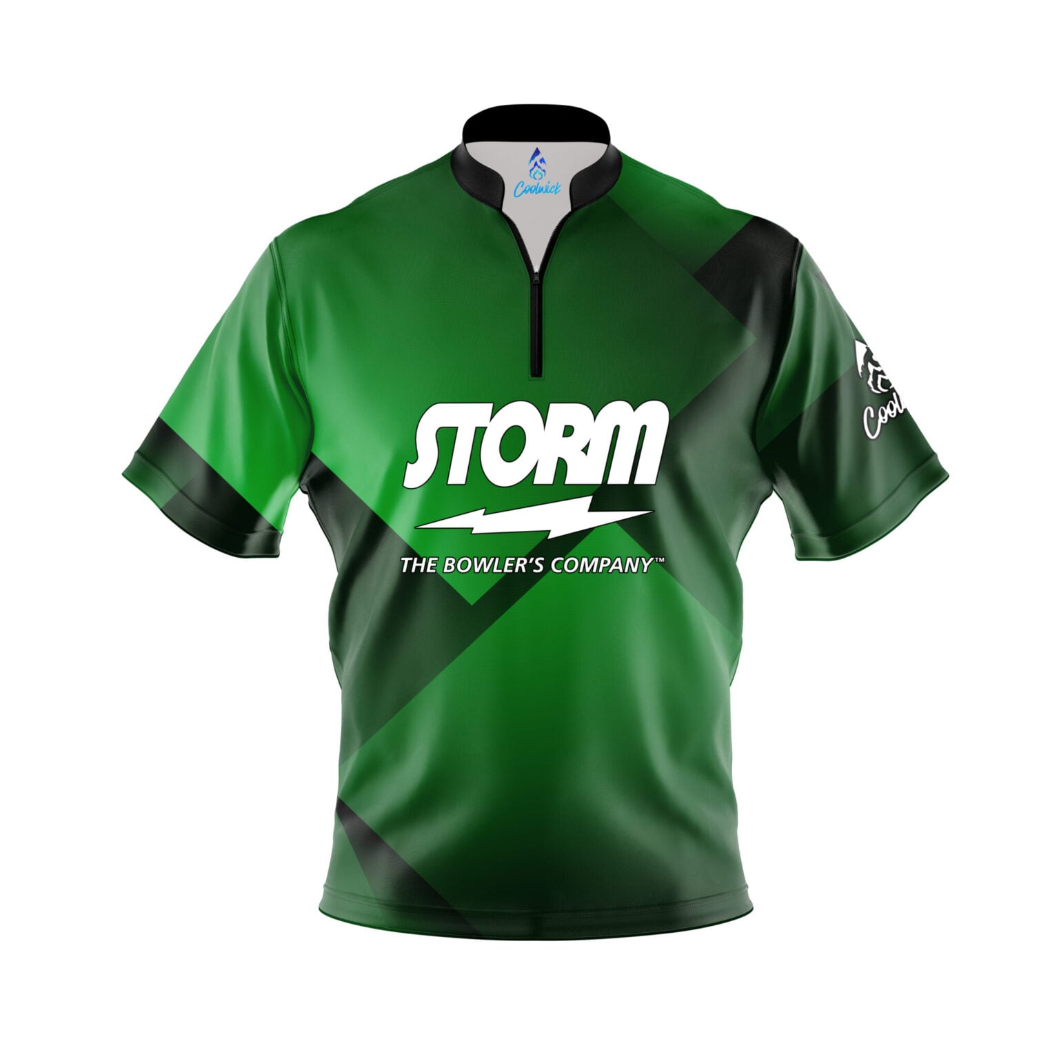 Storm Green Blocks Quick Ship CoolWick Sash Zip Bowling Jersey + FREE ...